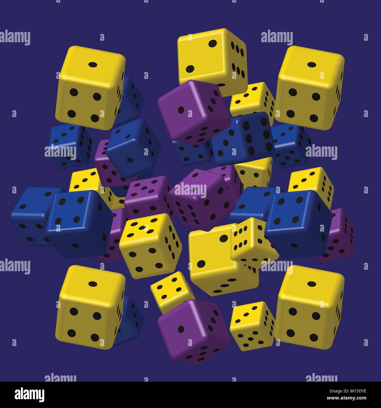 Yellow Blue Purple Dice Pattern Stock Vector Image & Art - Alamy