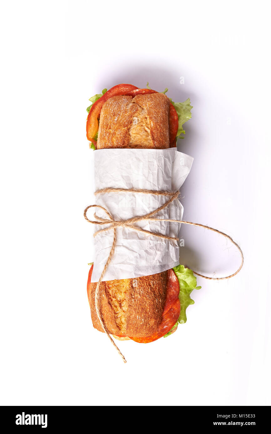 deli sandwich isolated in white background. top view Stock Photo - Alamy