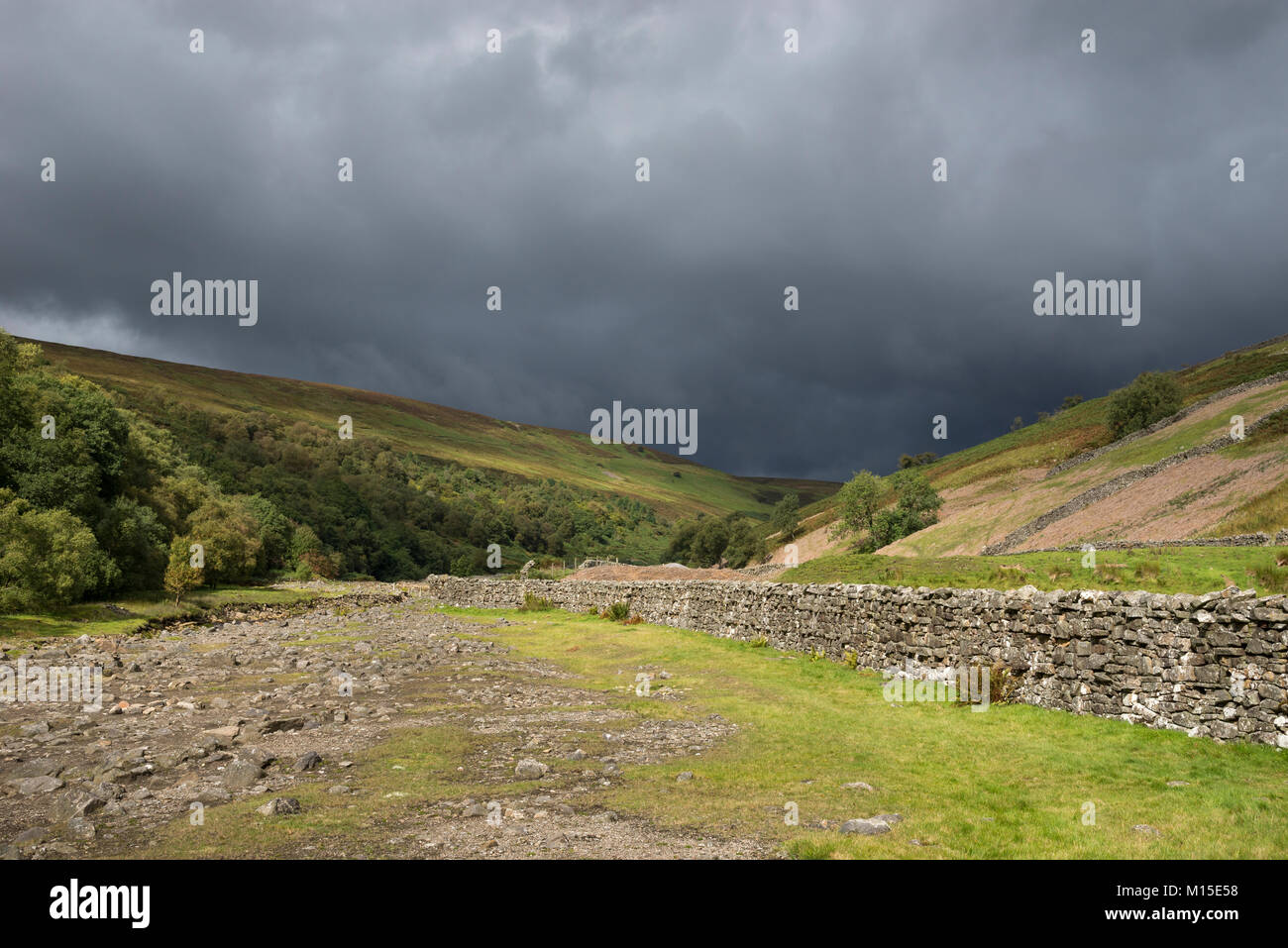 Dark clouds over Gunnerside beck in Swaledale, North Yorkshire, England ...