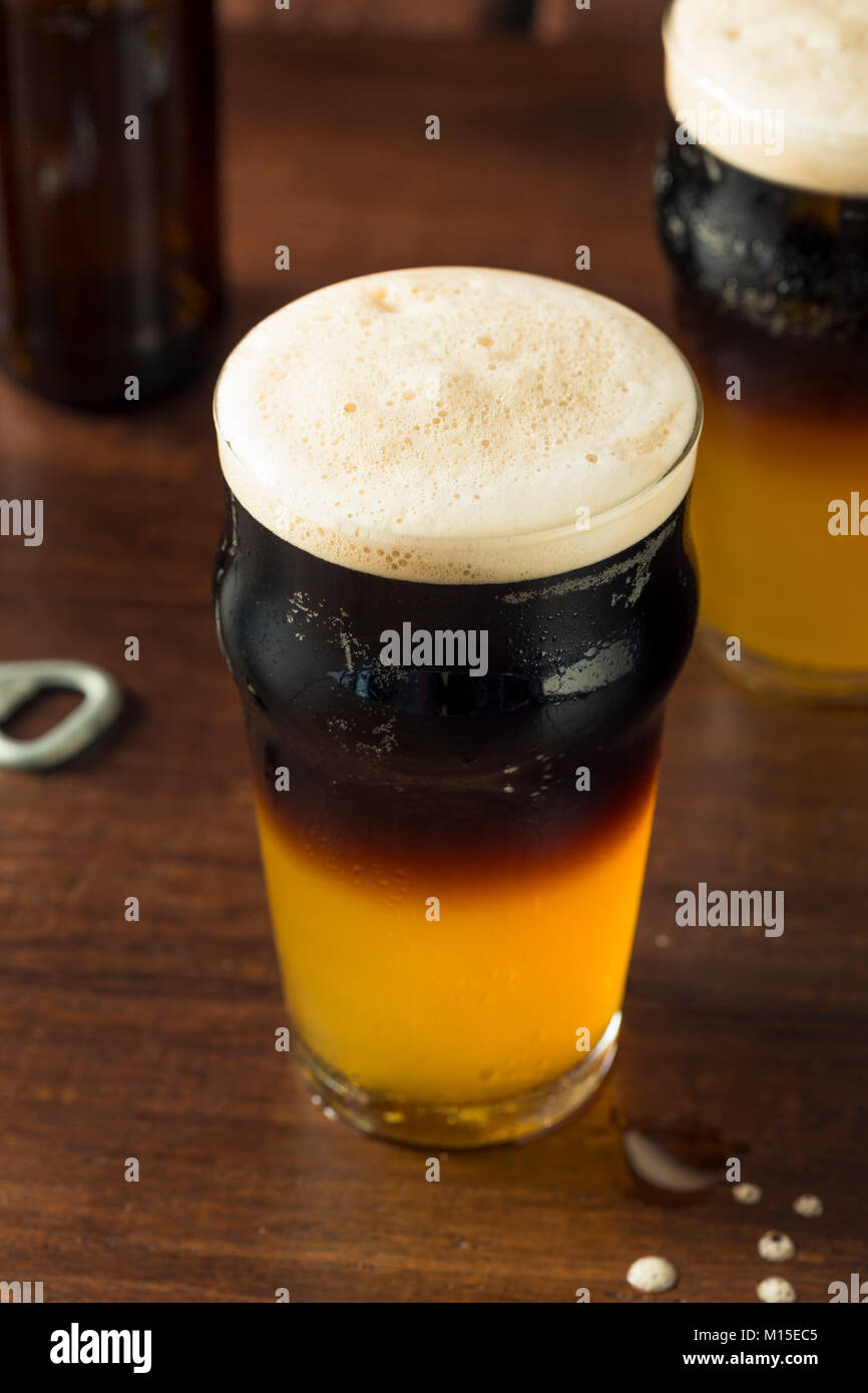 Irish Layered Black and Tan Beer with Lager and Stought Stock Photo - Alamy