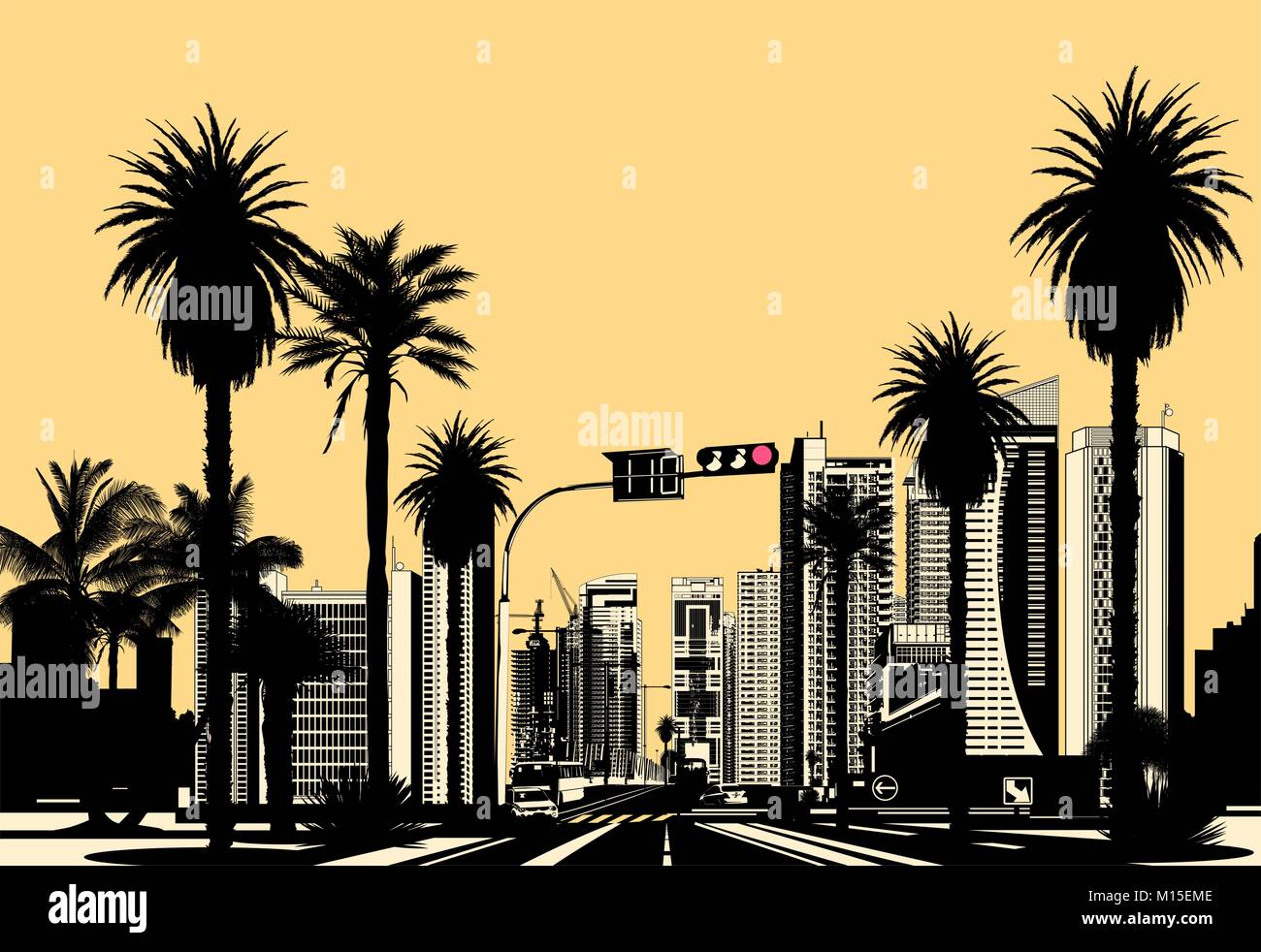 Vector illustration of a modern tropical city Stock Vector Image & Art ...
