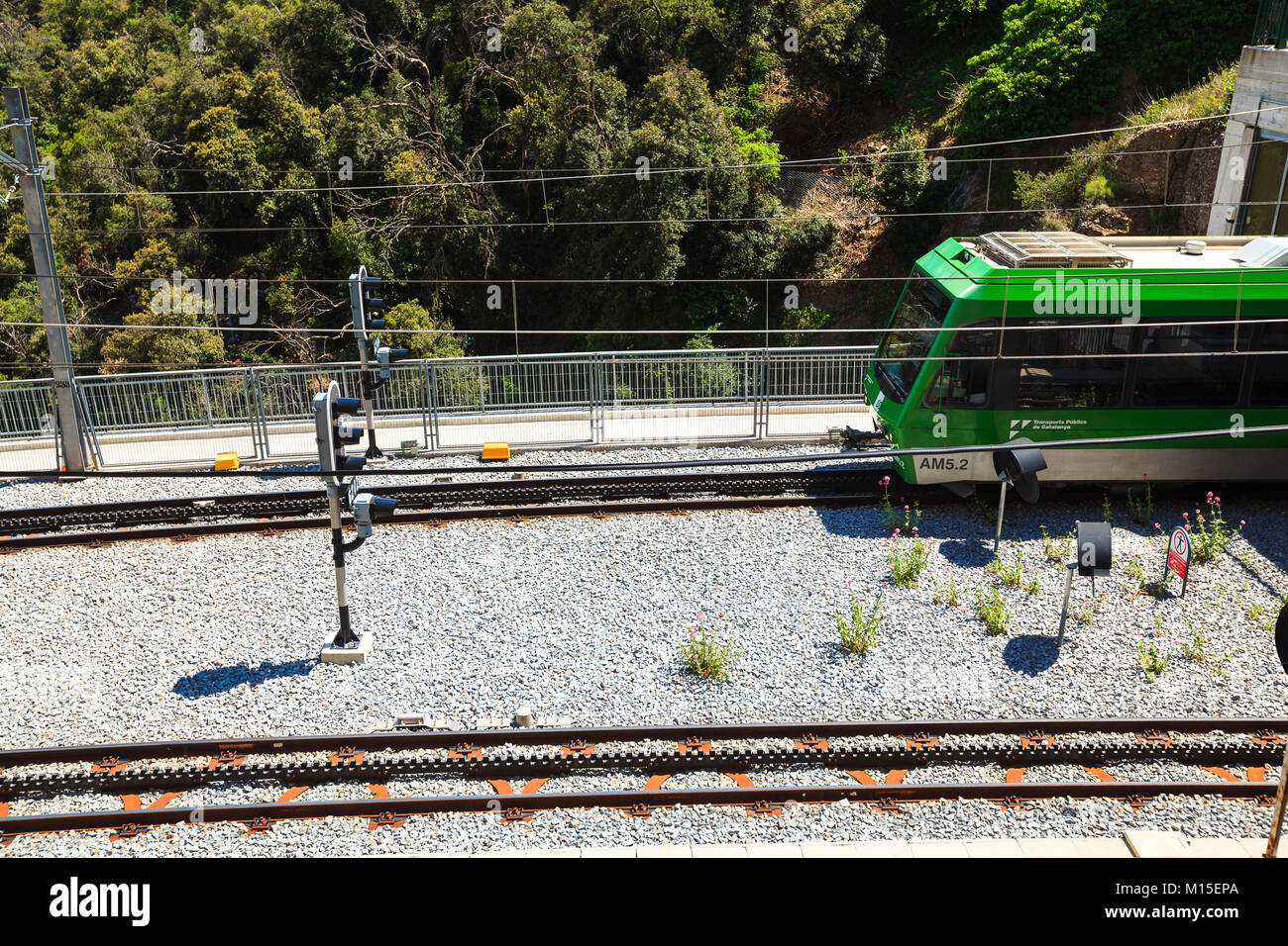 Montserrat monorail railway train in a beautiful summer day Stock Photo ...