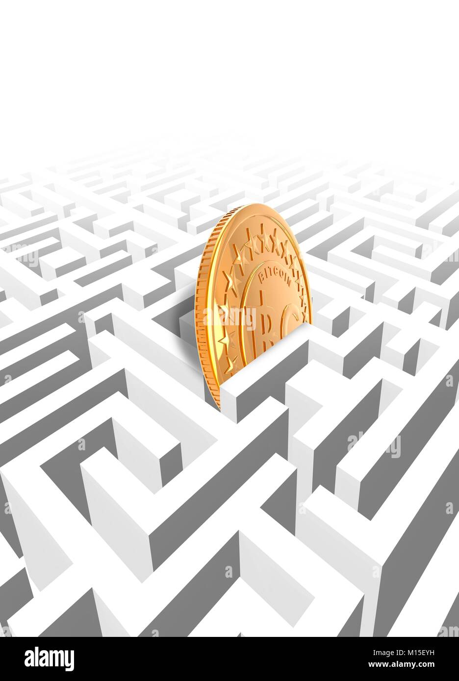 Bitcoin in maze, illustration Stock Photo - Alamy