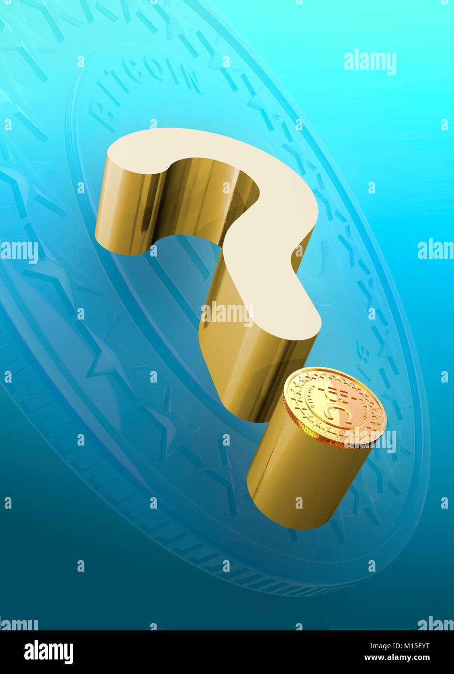 Question mark with bitcoin, illustration Stock Photo - Alamy