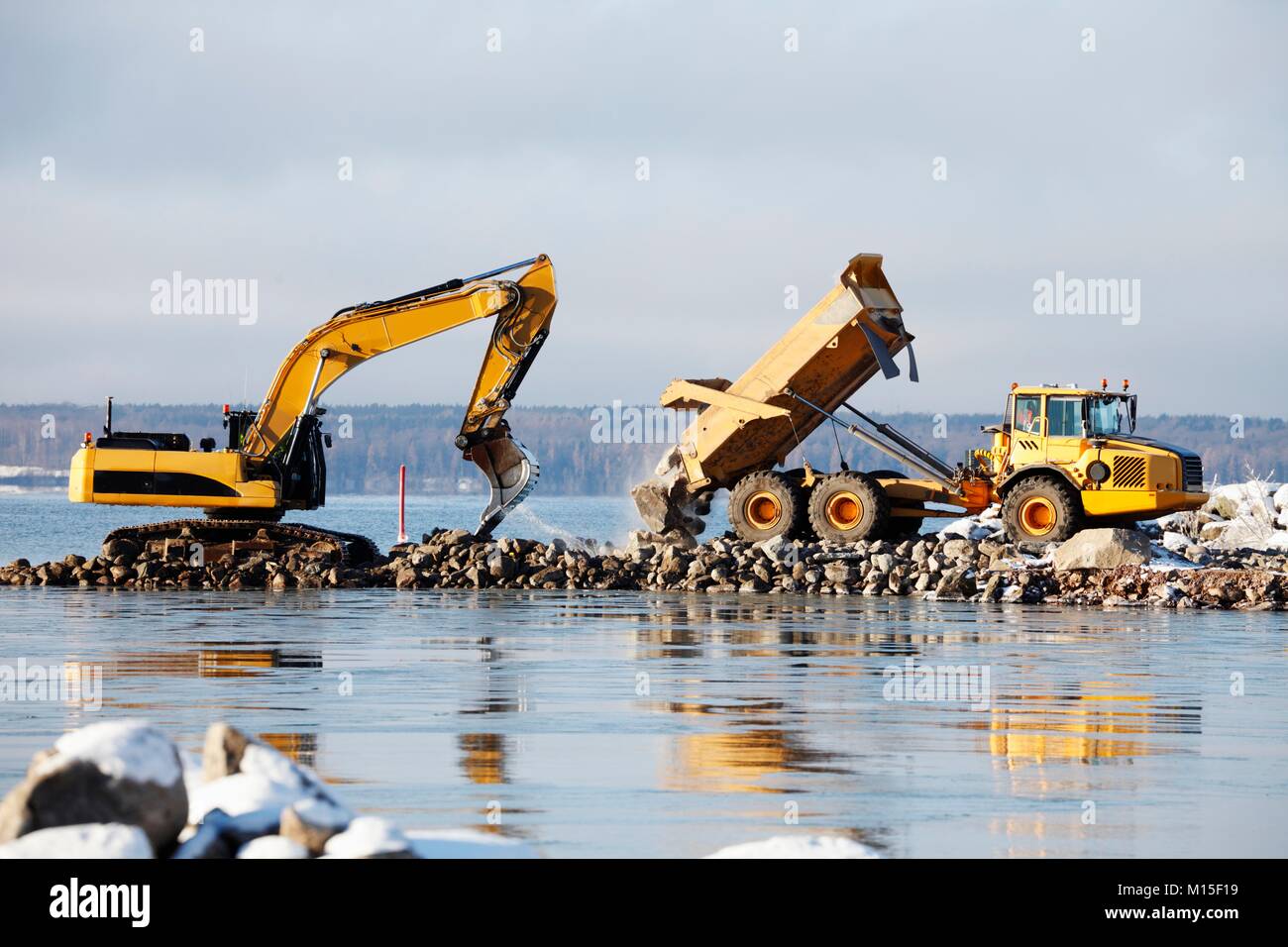 Bulldozer sea defences construction hi-res stock photography and images ...