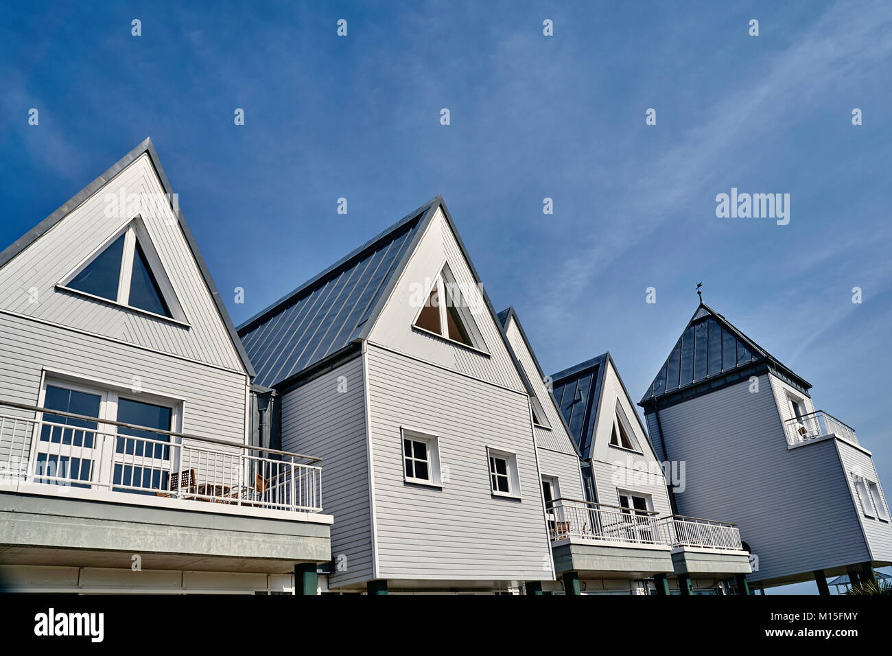 The white houses and blue sky on the coast of the Baltic Sea in Germany ...