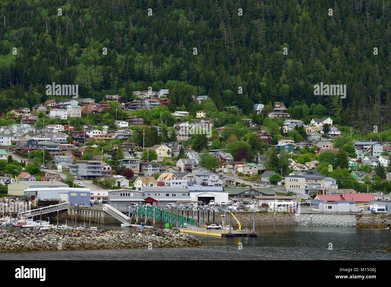 Side view of Ketchikan, Alaska from water Stock Photo - Alamy