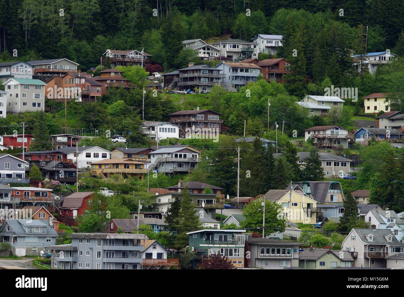 Side view of Ketchikan, Alaska from water Stock Photo - Alamy