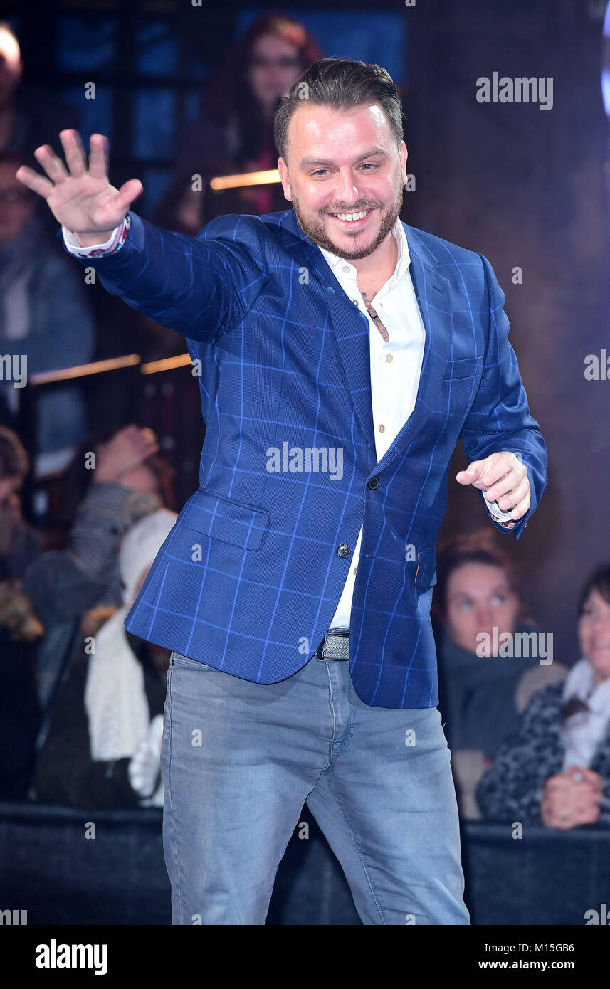Daniel O'Reilly during a Celebrity Big Brother triple eviction Stock ...