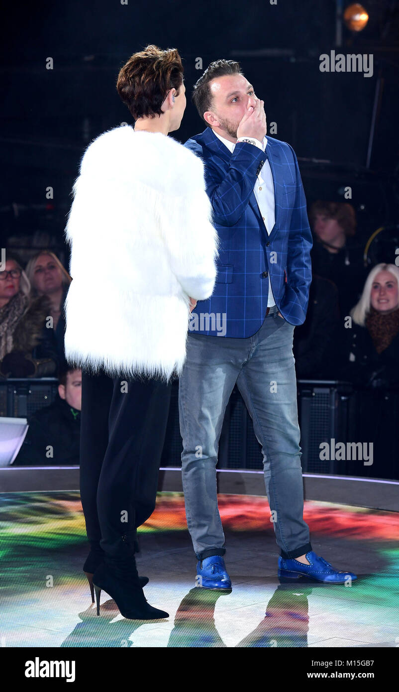 Emma Willis and Daniel O'Reilly during a Celebrity Big Brother triple ...
