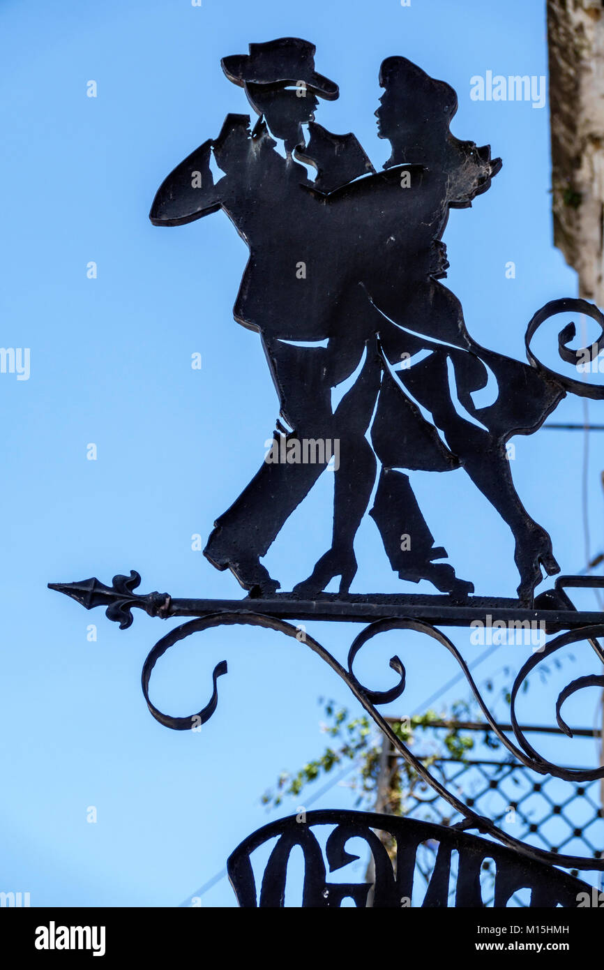 Buenos Aires Argentina,San Telmo,sign,metal cut-out,tango dancers ...