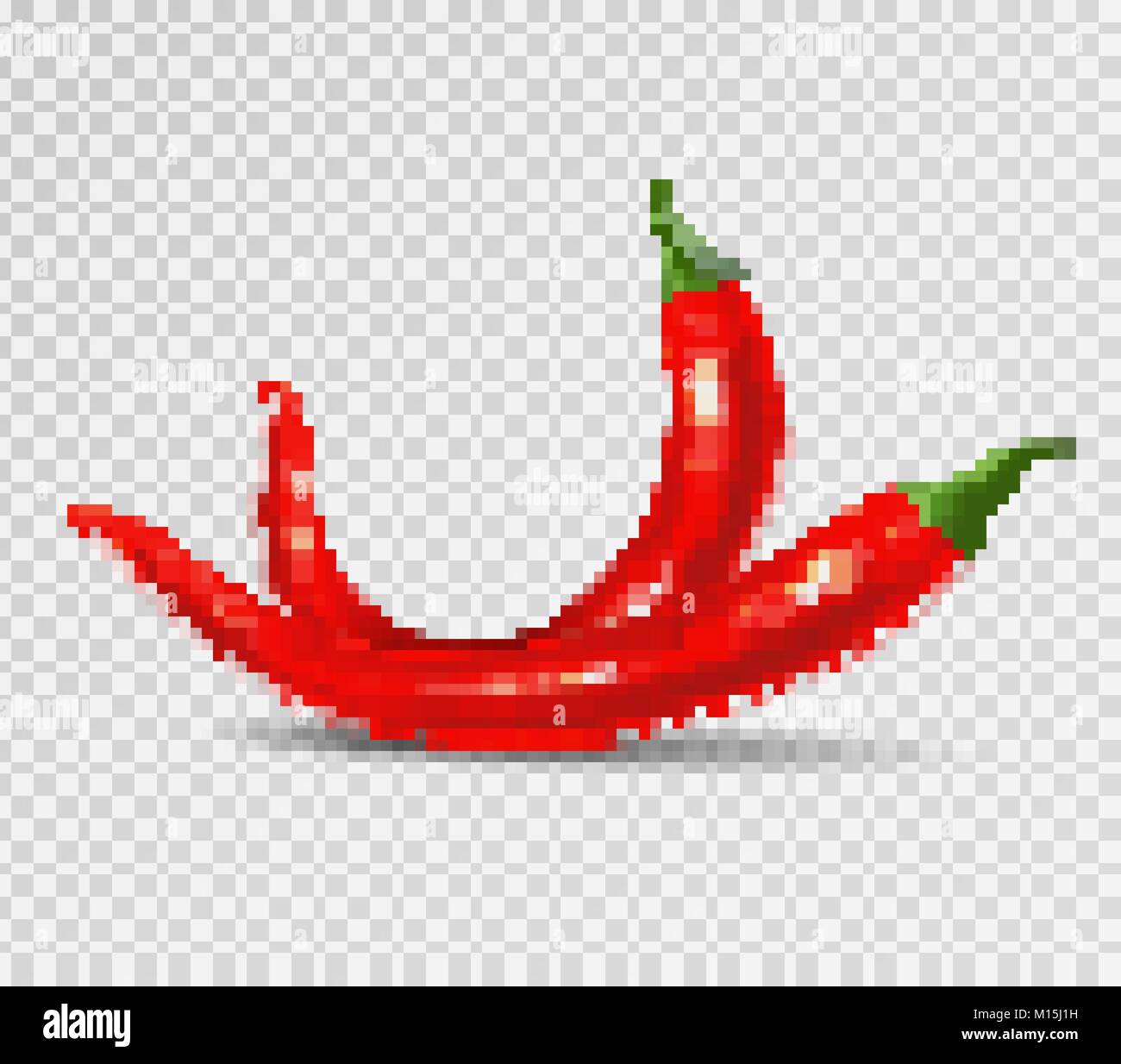 Red hot natural chili pepper pod realistic image with shadow vector ...