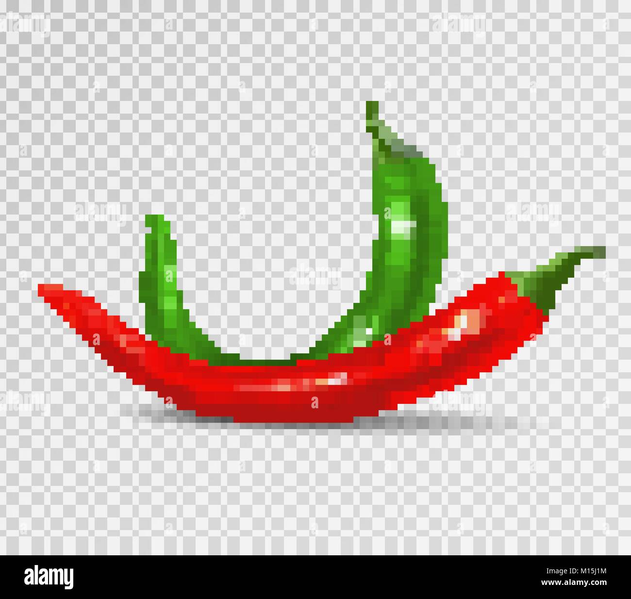 Vector Set of Red and Green Hot Chili Pepper Isolated on Transparent ...