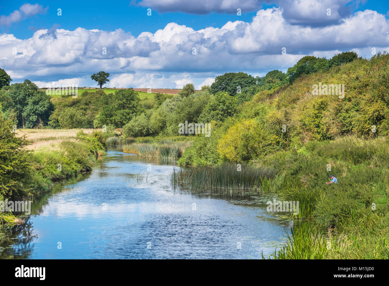 Fishing on a quiet stretch of the river Soar Stock Photo - Alamy