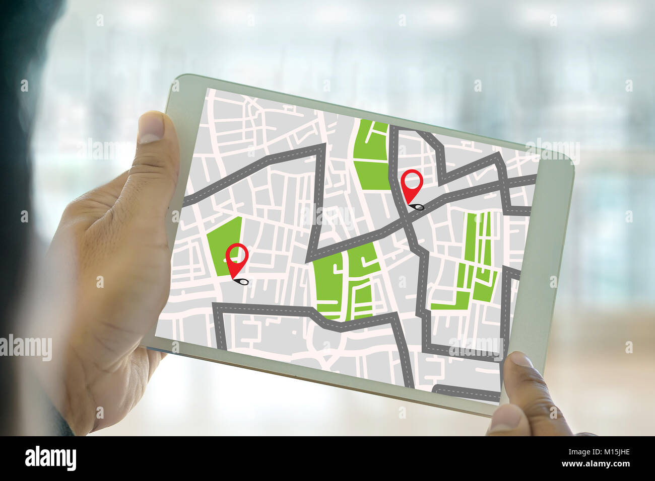 GPS Map to Route Destination network connection Location Street Map ...