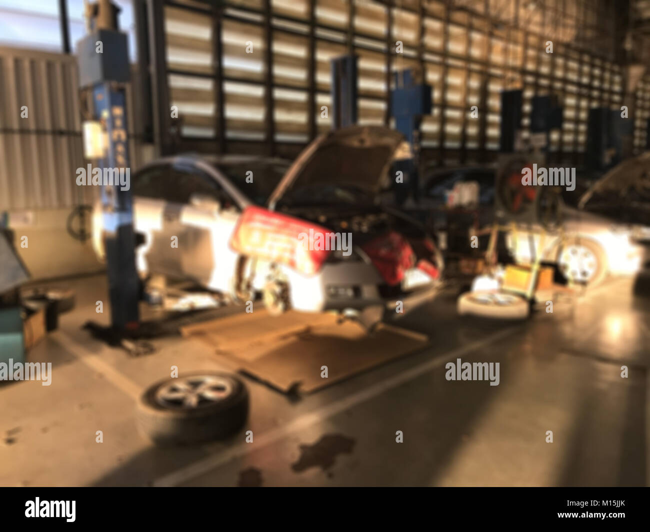 car repair center auto repair service station blurred background Stock ...