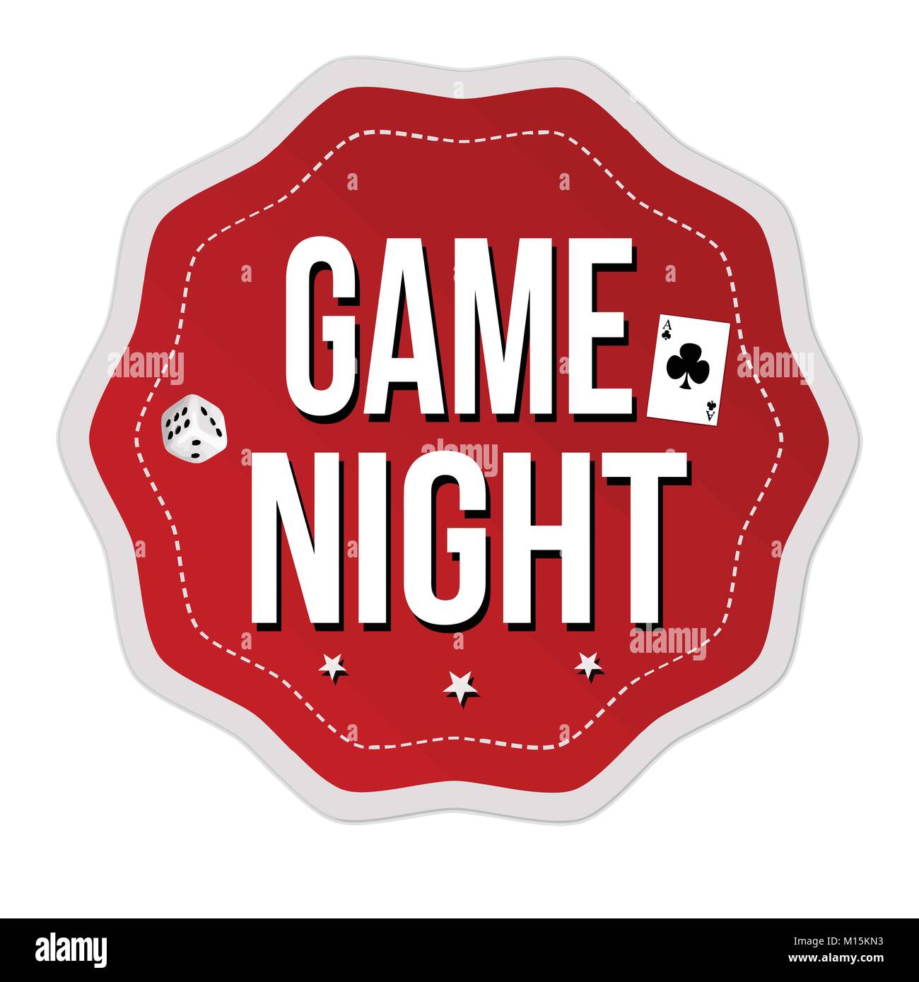 Game night label or sticker on white background, vector illustration ...