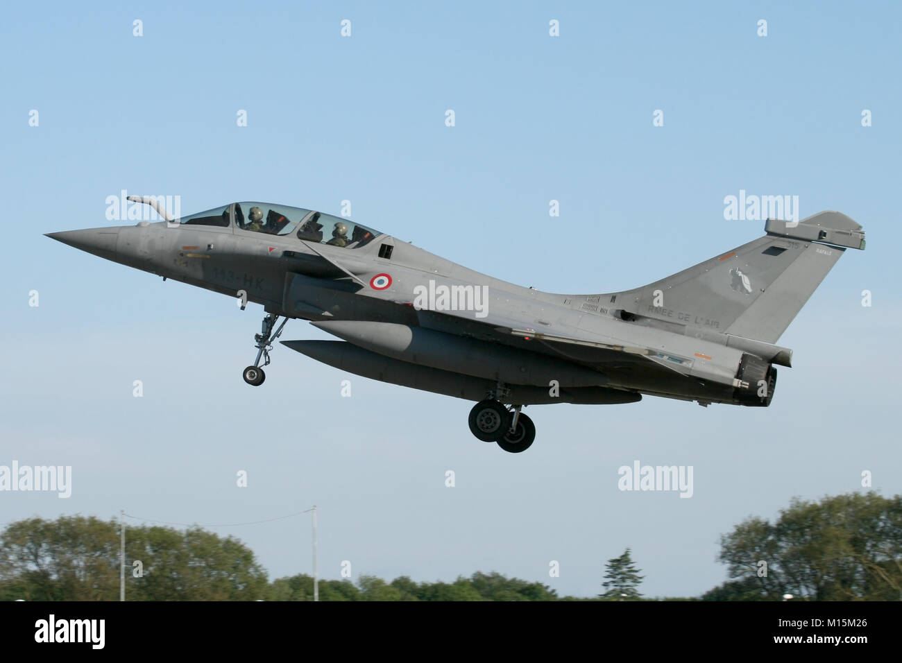 French Air Force Dassault Rafale B fighters landing at RAF Coningbsy ...