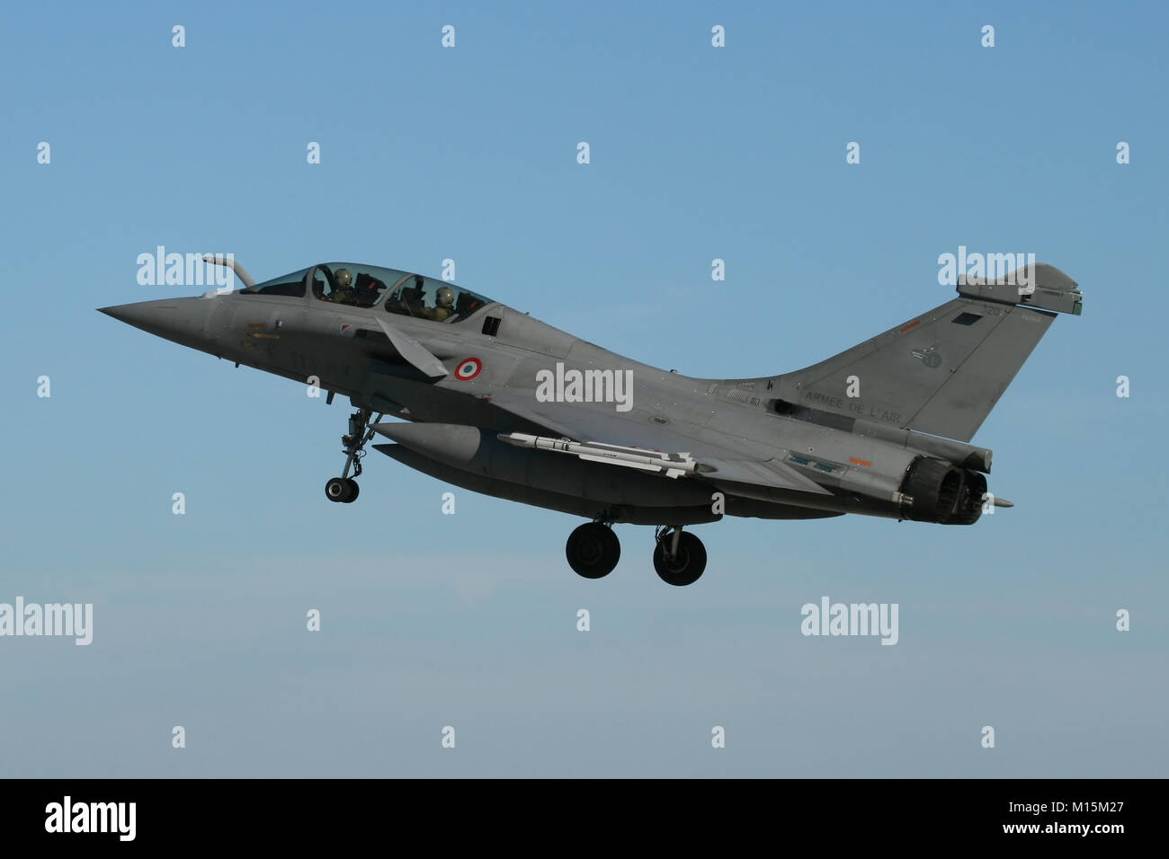 French Air Force Dassault Rafale B fighters landing at RAF Coningbsy ...