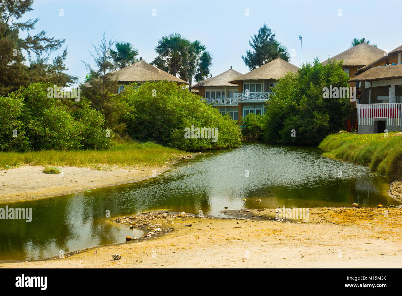 A landscape of a river on a blue sunny day in Gambia, West Africa Stock ...