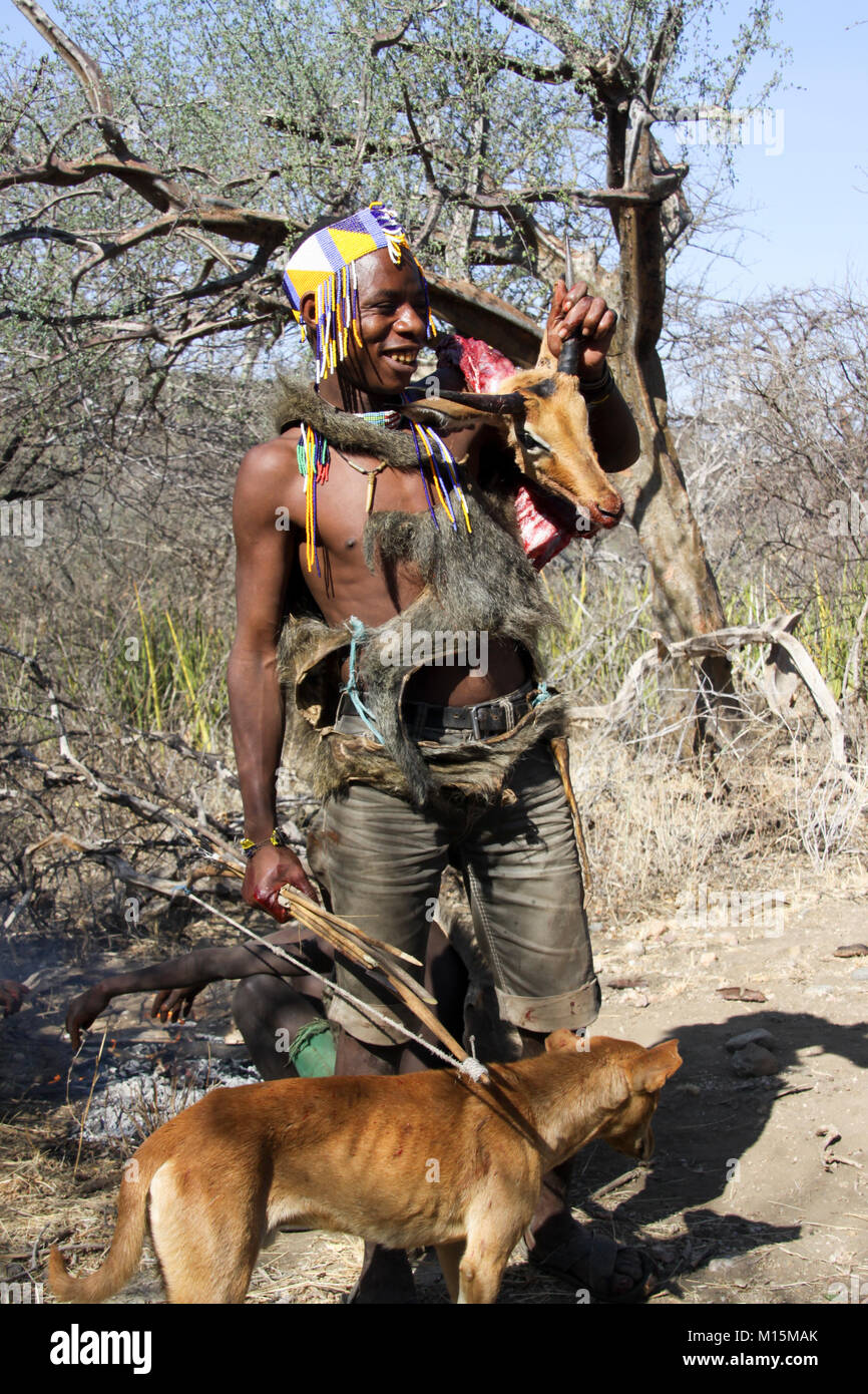 Hadzabe Man Hunting With Bow And Arrow Stock Photos & Hadzabe Man ...
