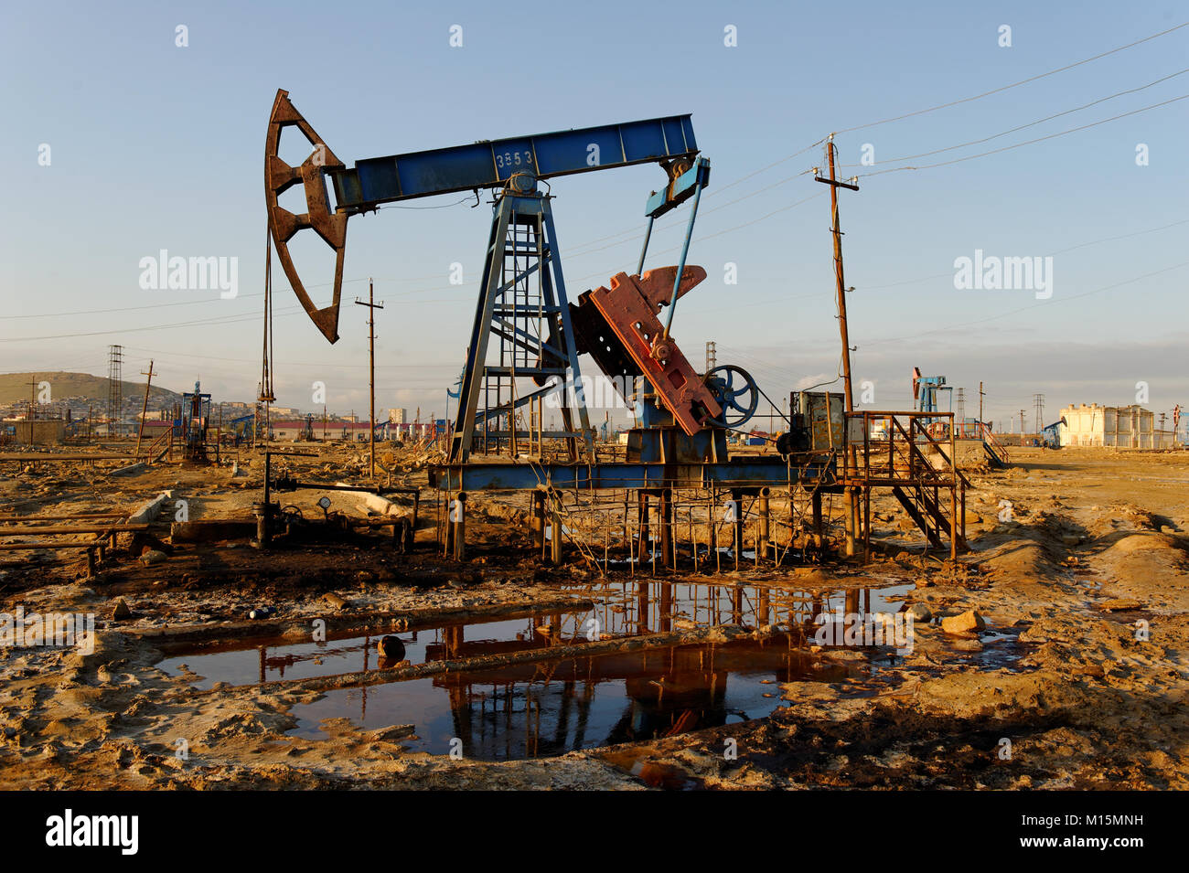 Onshore oil production near Baku, Azerbaijan also known as the James ...