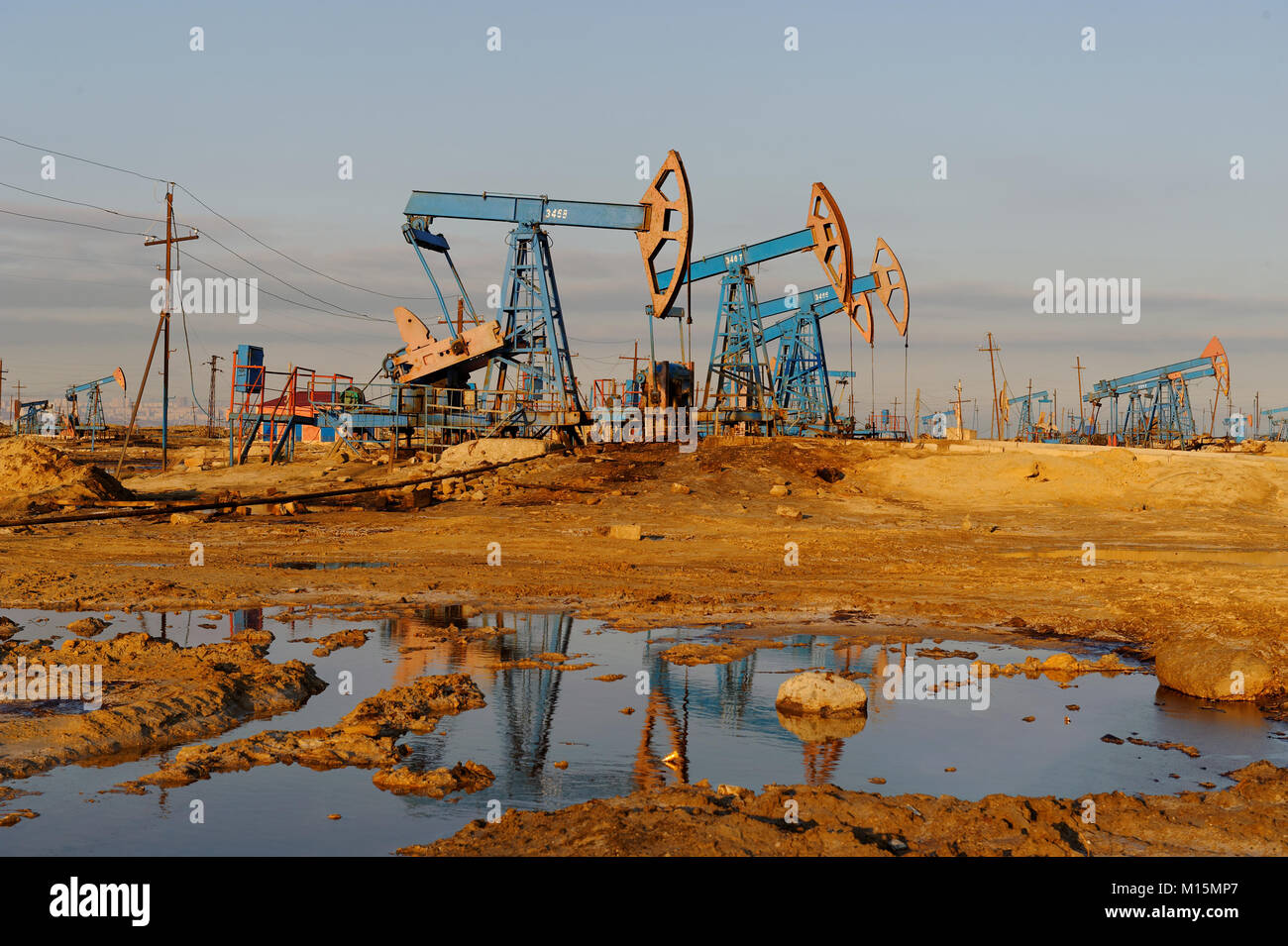 Onshore oil production near Baku, Azerbaijan also known as the James ...