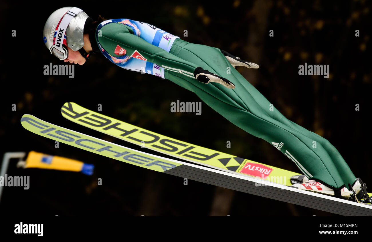 Silje Opseth of Norway soars through the air during the Ljubno FIS Ski ...