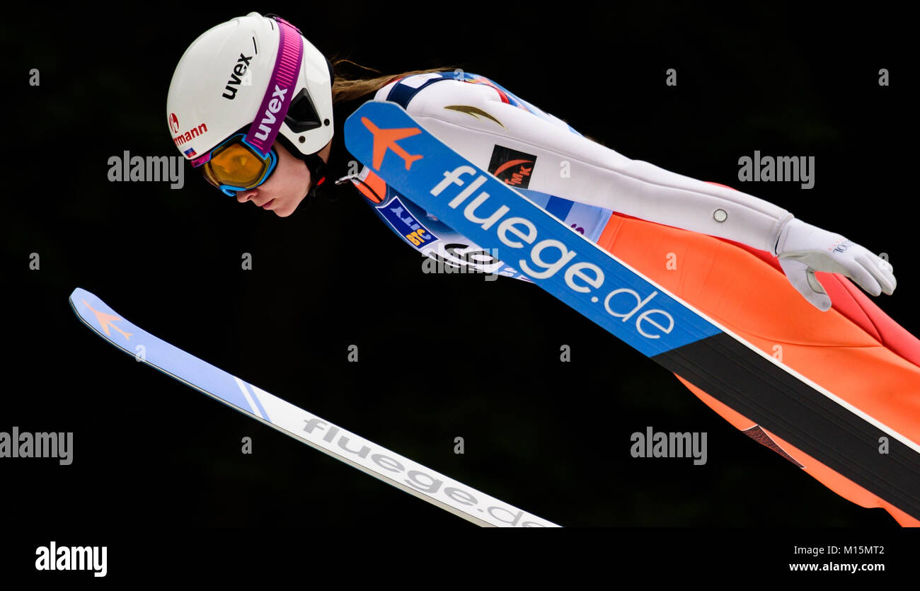 Irina Avvakumova Of Russia Soars Through The Air During The Ljubno Fis