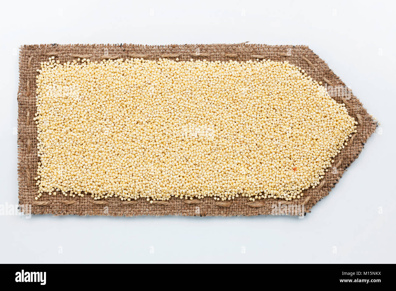Arrow made of burlap with millet grains. Pointer for advertising Stock ...