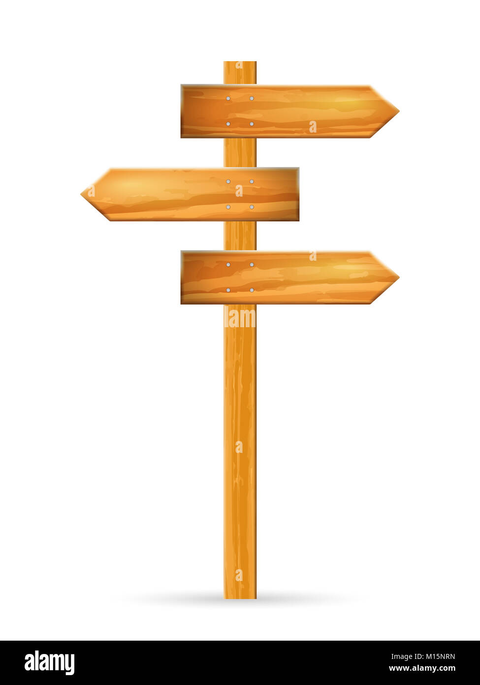 Wooden sign post on a white background Stock Photo - Alamy