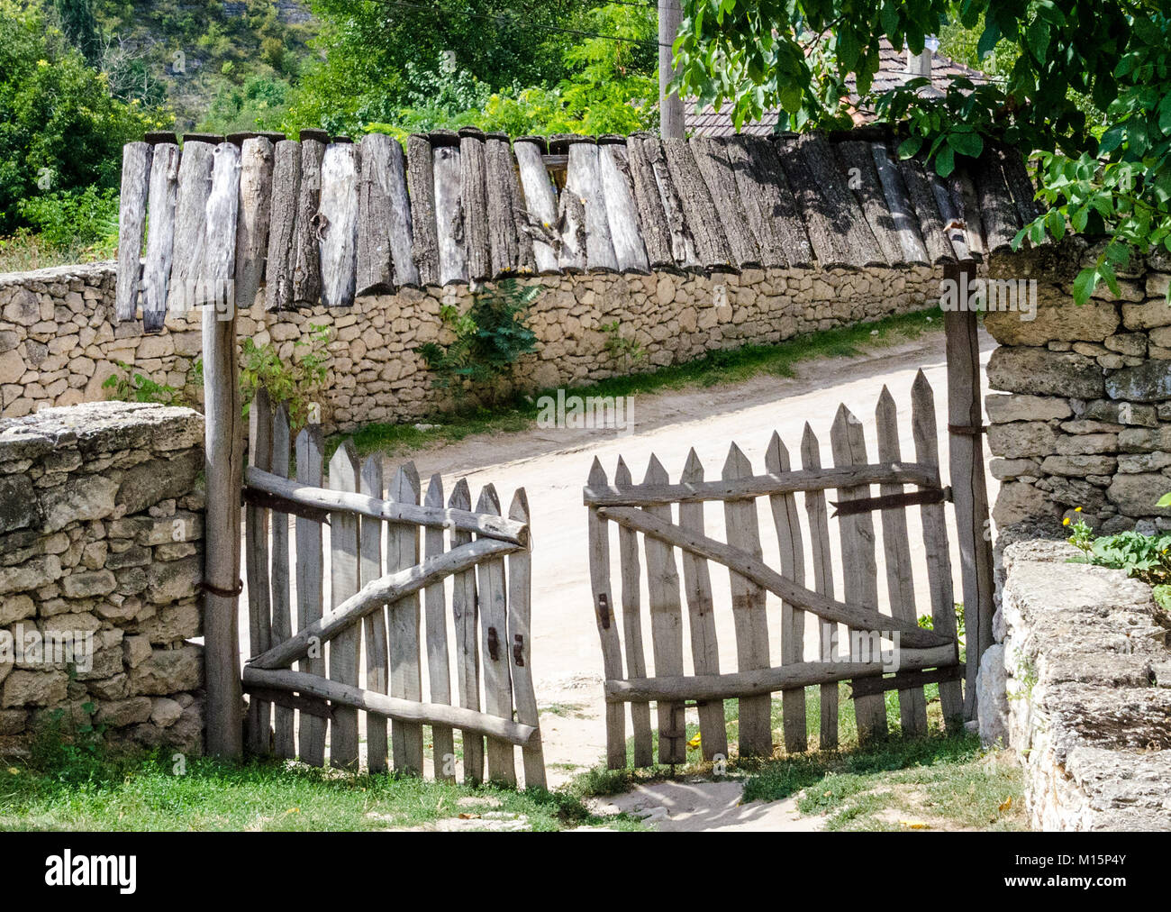 Rustic wooden gateway, Orheiul Vechi village, Moldova Stock Photo - Alamy