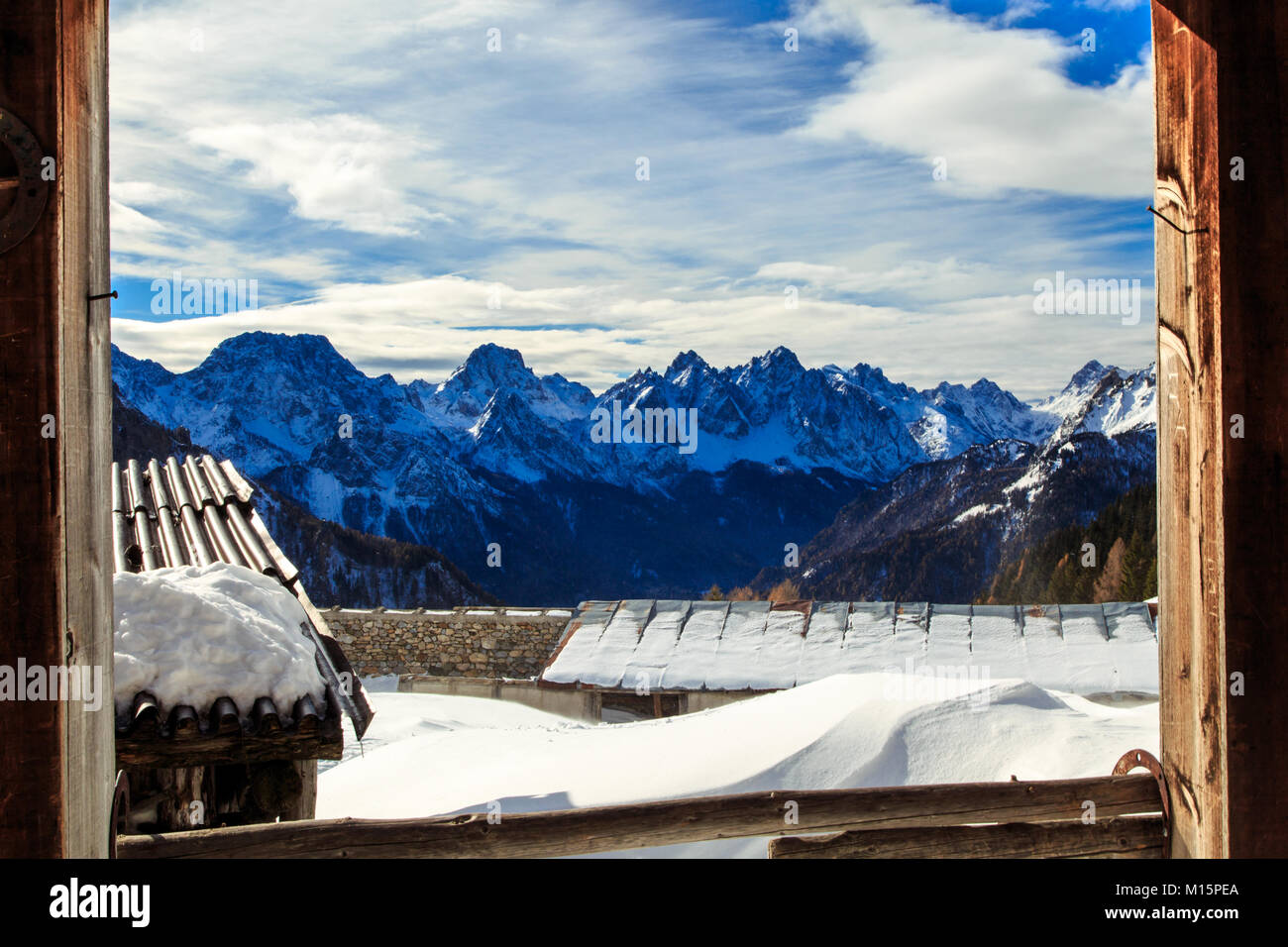winter day in the italian alps after a snowfall Stock Photo - Alamy
