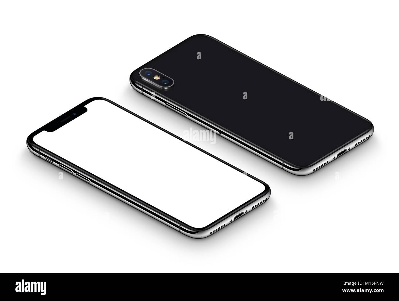 Similar to iPhone X perspective black smartphone mockup front side and ...