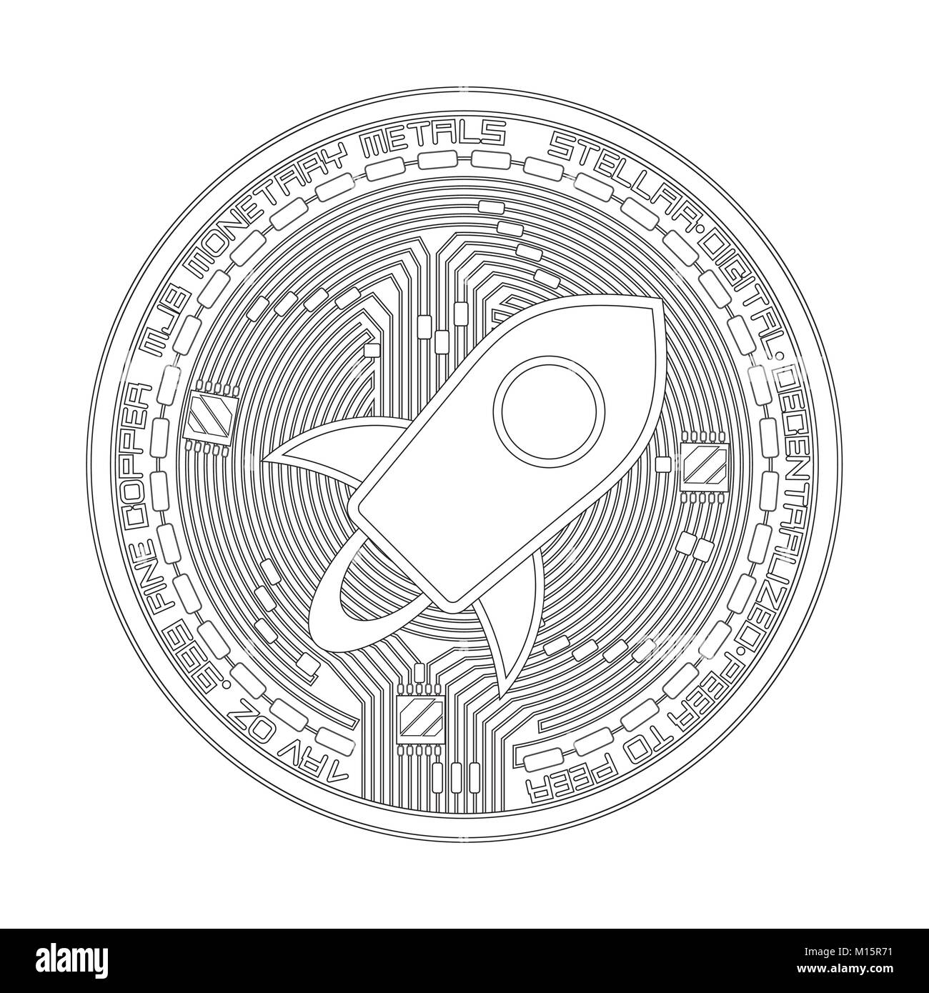 Crypto currency black coin with black stellar symbol on obverse ...