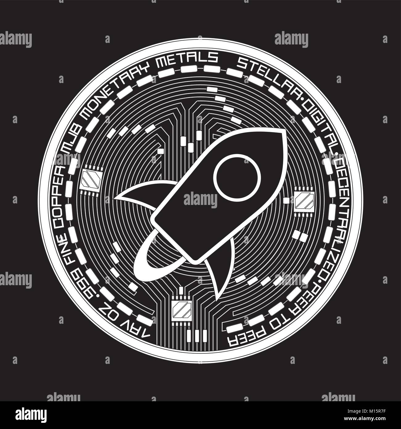 Crypto currency white coin with black lackered ripple symbol on obverse ...