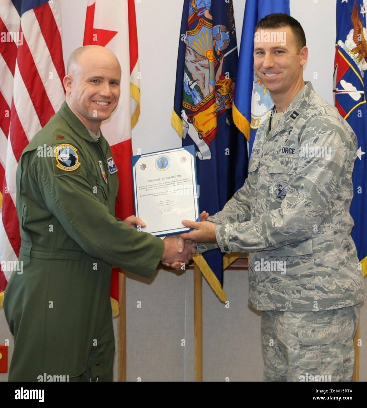 Maj. Brad Dunford, right, of the 224th Air Defense Squadron, was was ...