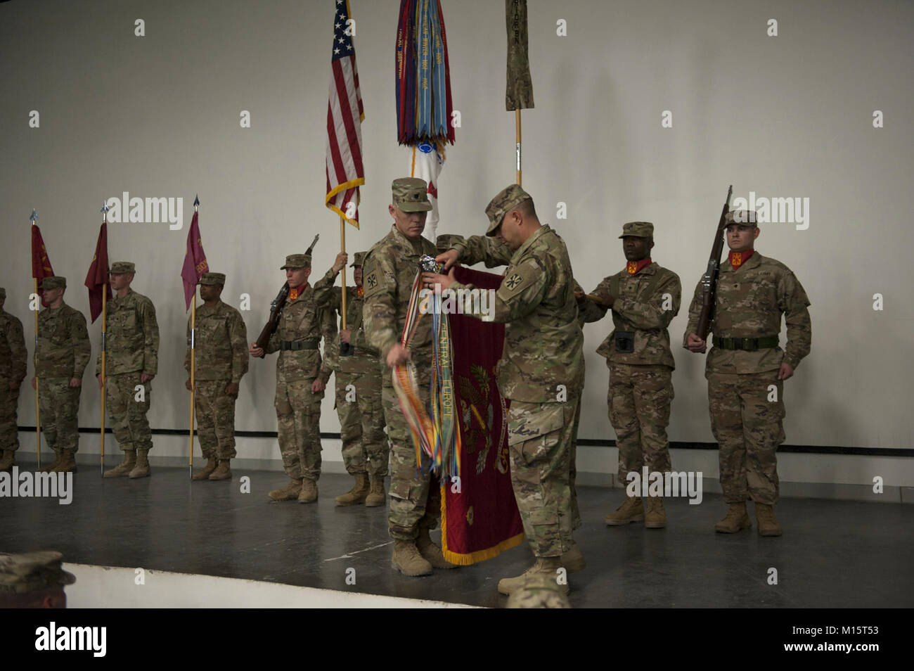 Al UDEID AIR BASE, Qatar - Lt. Col. Daniel Swanson (left) and Command ...