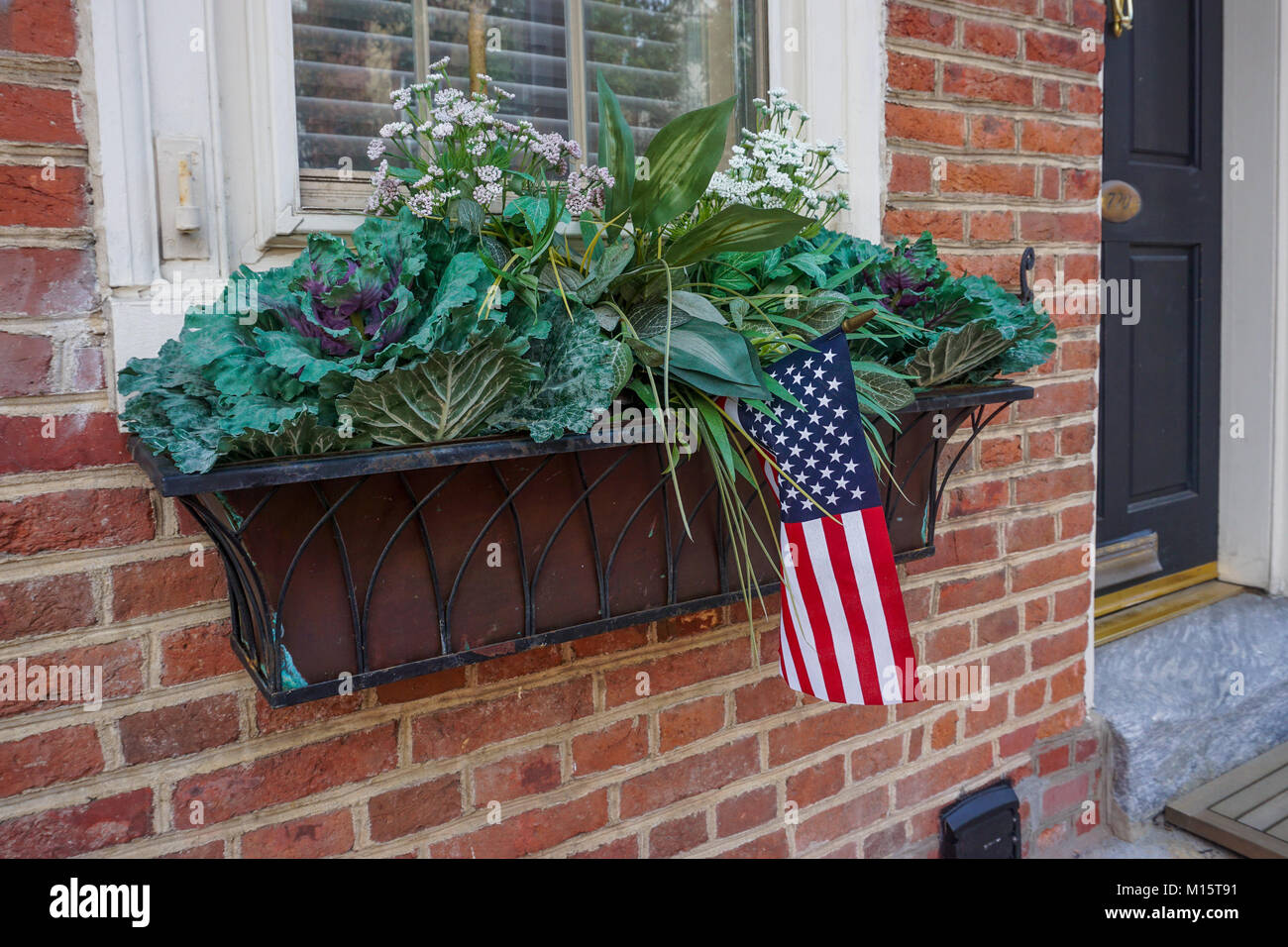 Flower planter in city of Philadelphia Stock Photo - Alamy