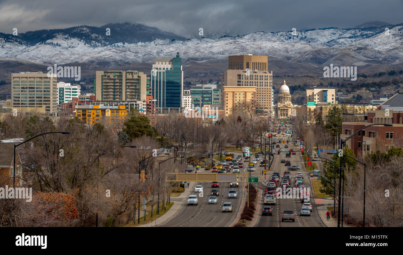Spots on sunshine on buildings of the Boise skyline Stock Photo - Alamy