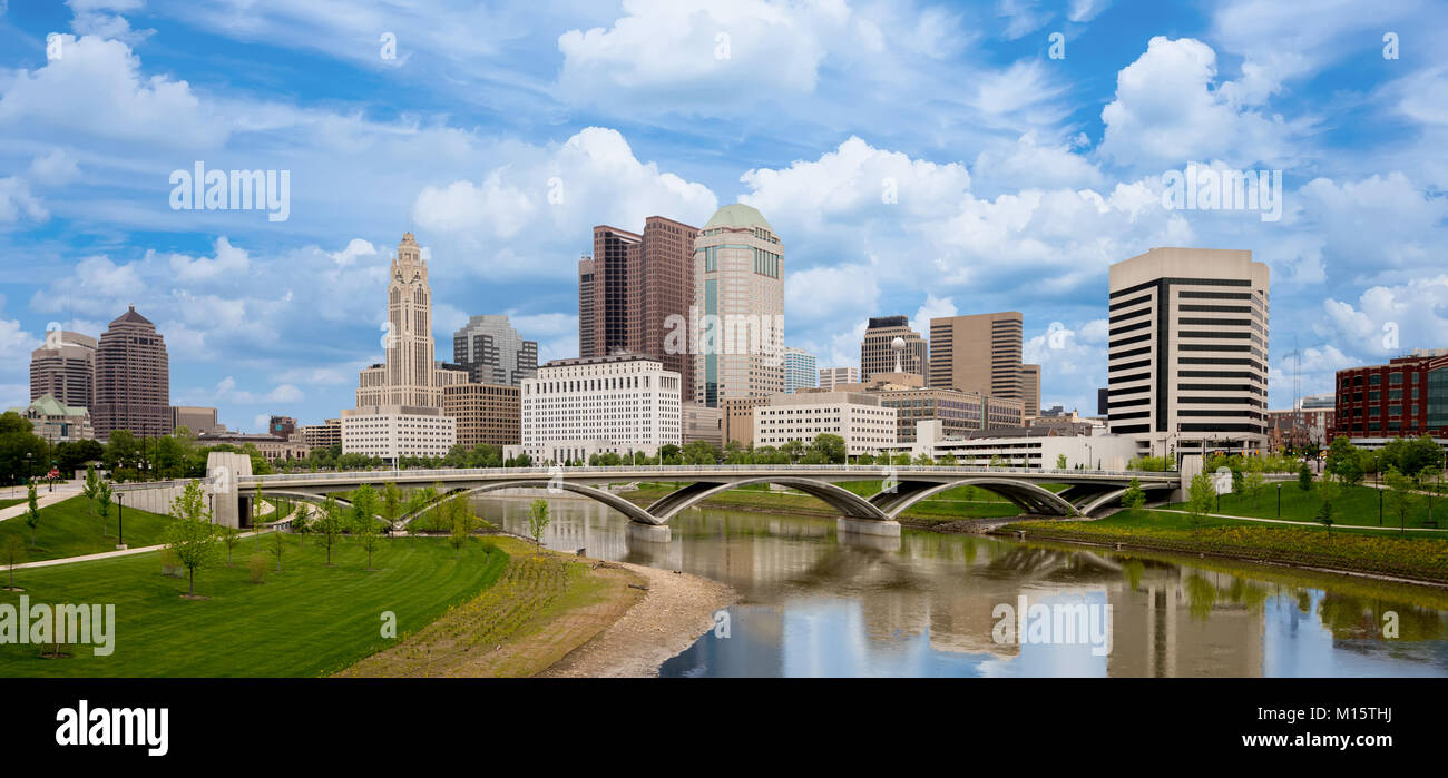 Modern buildings skyline Columbus Ohio in the afternoon with clouds ...