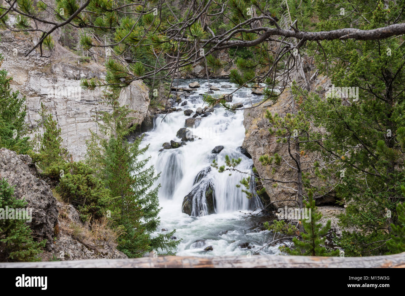 Firehole Falls on the Firehole River within Yellowstone National Park ...