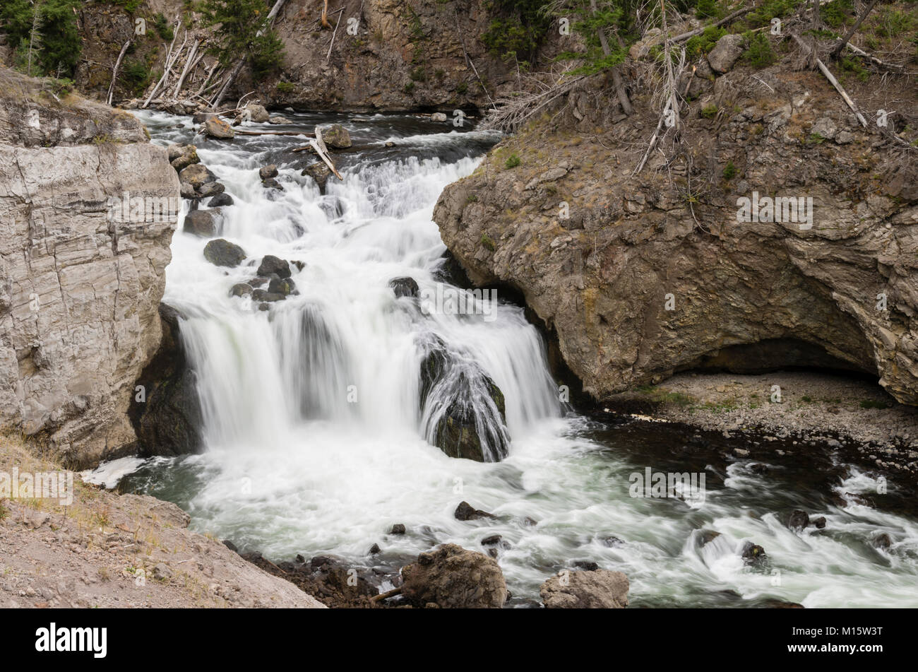 Firehole Falls on the Firehole River within Yellowstone National Park ...