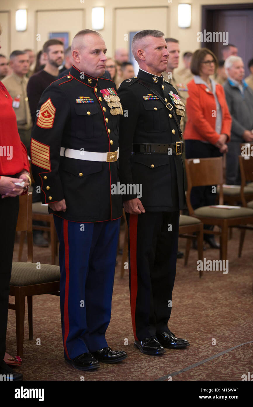 U.S. Marines Sgt. Maj. David L. Jobe, left, Marine Corps Combat ...