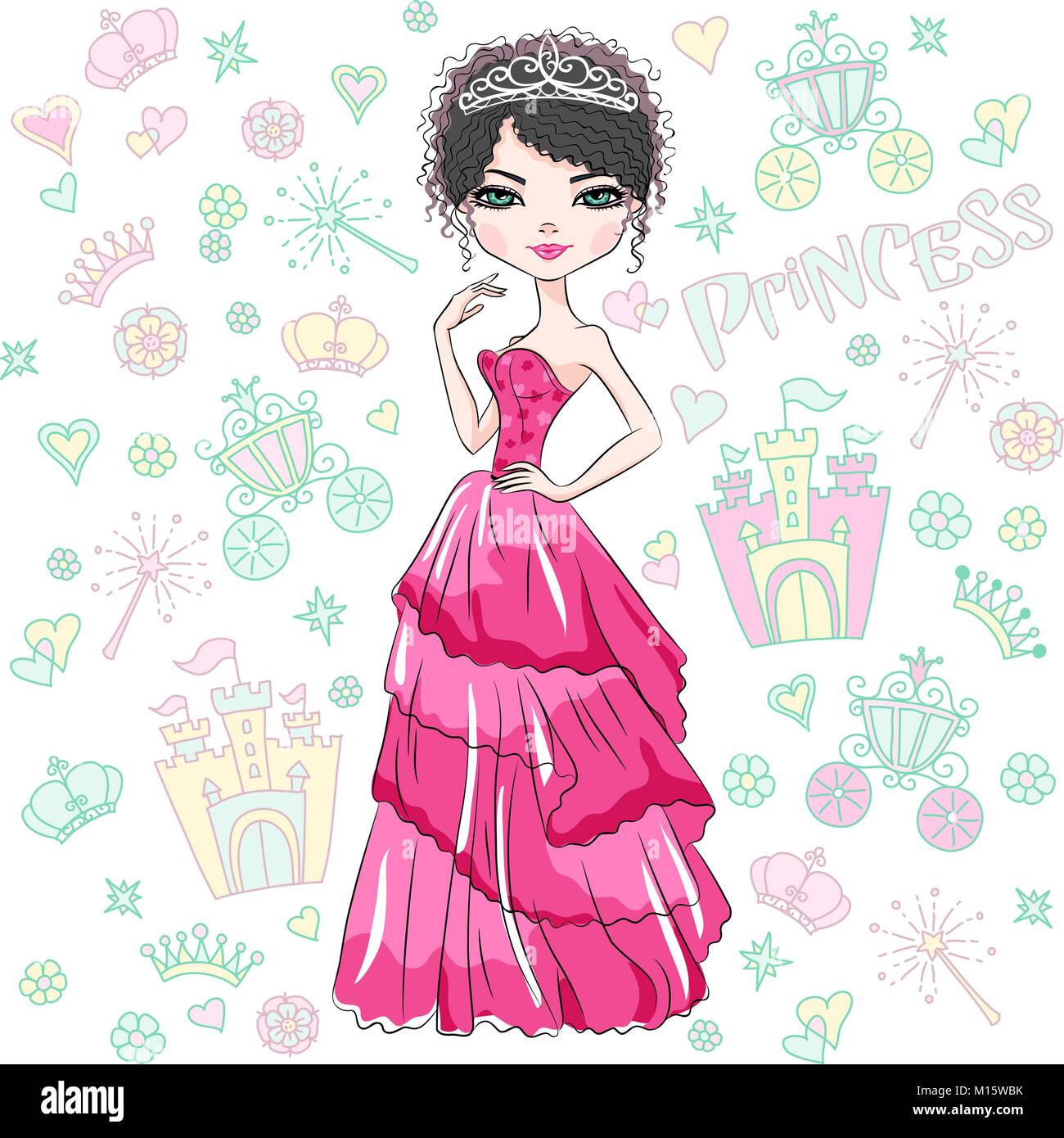 Vector beautiful fashion girl princess Stock Vector Image & Art - Alamy