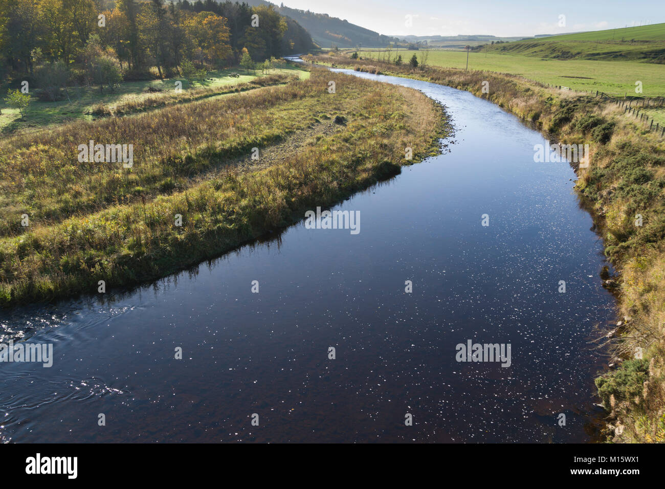 Whiteadder valley at Ellemford, Berwickshire, Scottish Borders. The ...