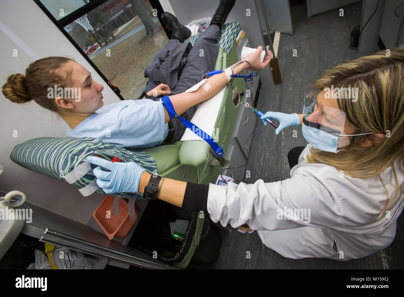 Phlebotomist Sandra Rodriguez, right, Miller Keystone Blood Center ...