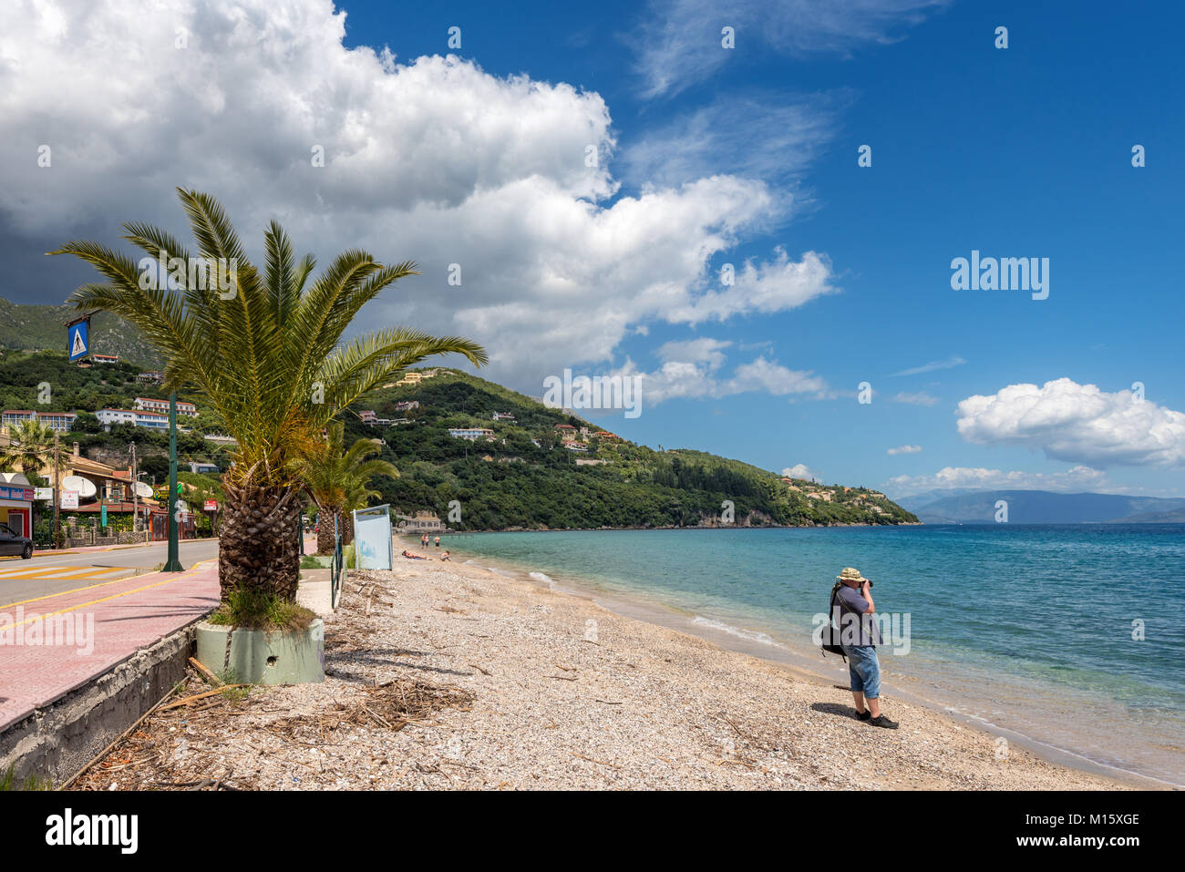CORFU, GREECE - May 13, 2016: Beautiful beach and coastline in Ipsos ...