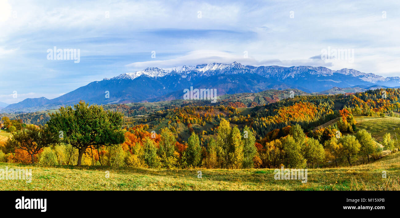 Pestera village,Brasov,Romania: Autumn landscape of the Bucegi ...