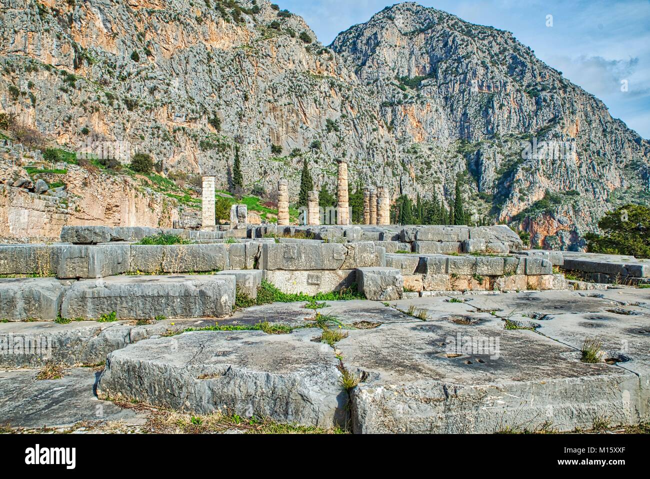 Apollo Temple in Delphi, an archaeological site in Greece, at the Mount ...